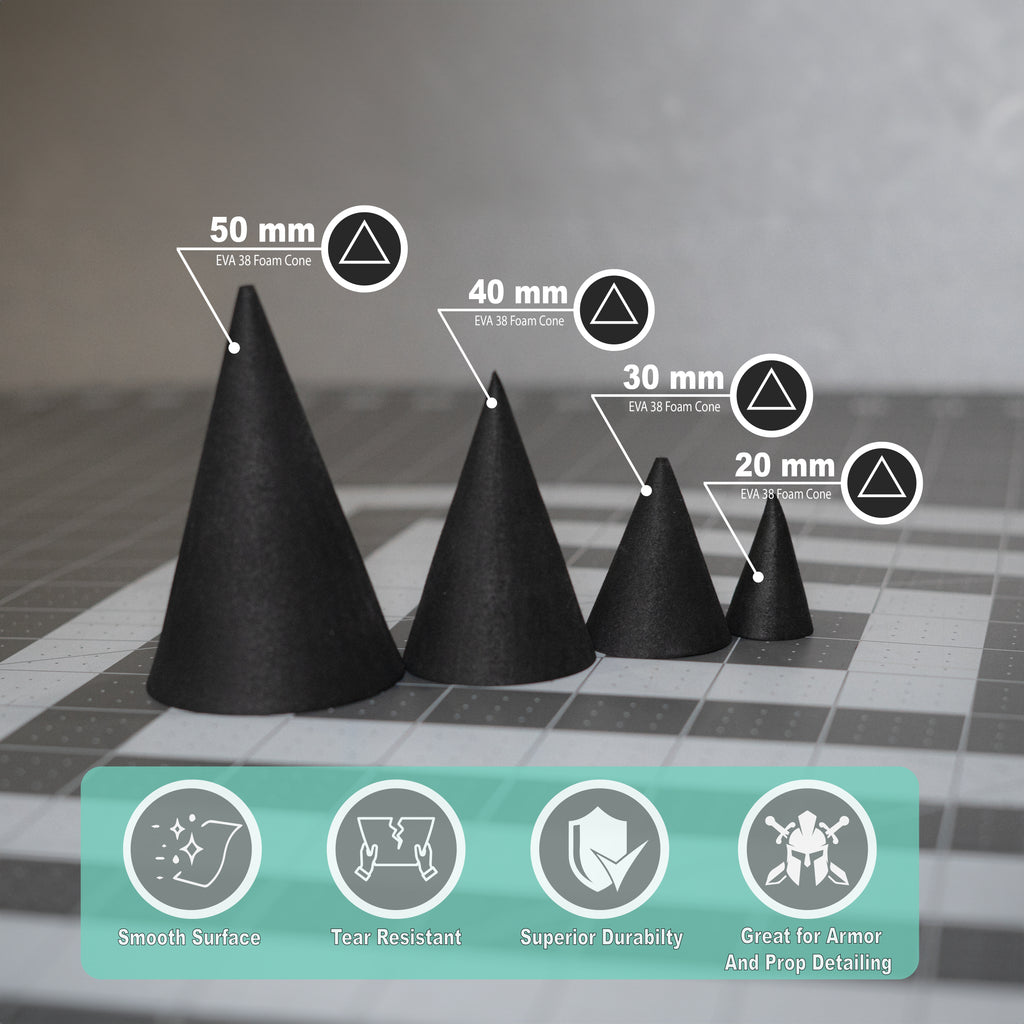 Coscom - Grade A EVA 38 foam Cones (Black) - (30, 40, 60, and 80mm hei ...
