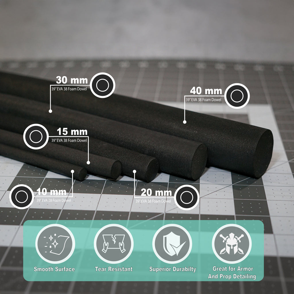 Eva Foam Dowels - Round - (Sold in 5 sizes) - 10mm, 15mm, 20mm, 30mm ...